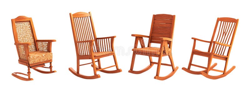 Pack of Rocking Chair on Transparent Background Stock Illustration ...