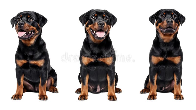 Pack of Rottweiler Dogs on Transparent Background Stock Illustration ...