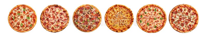 Pack of Round Italian Pizza on Transparent Background Stock ...