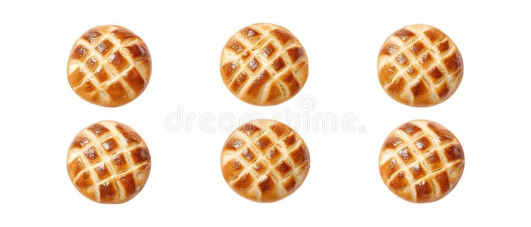 Pack of Round Lattice-Top Bread Set Against Transparent Background for ...