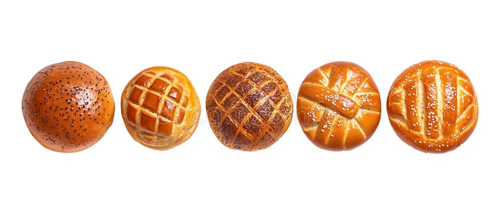 Pack of Round Lattice-Top Bread Set Against Transparent Background for ...