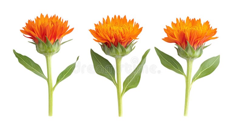 Pack of Safflower Set Against Transparent Background for Botanical or ...