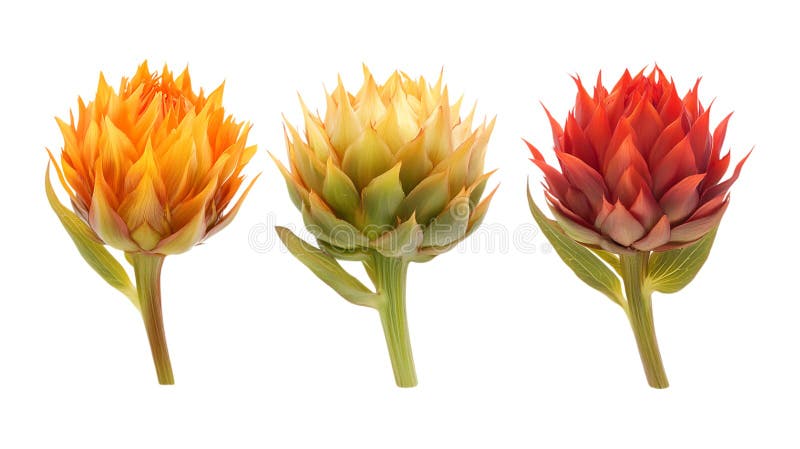 Pack of Safflower Set Against Transparent Background for Botanical or ...