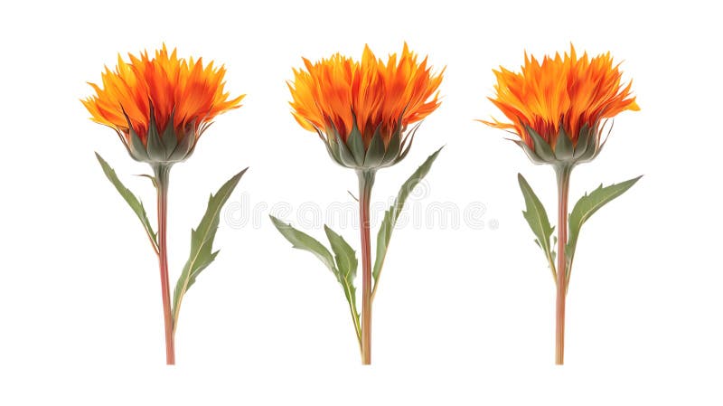 Pack of Safflower Set Against Transparent Background for Botanical or ...