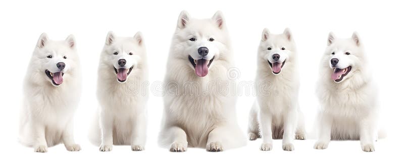 Pack of Samoyed Dog on Transparent Background Stock Illustration ...