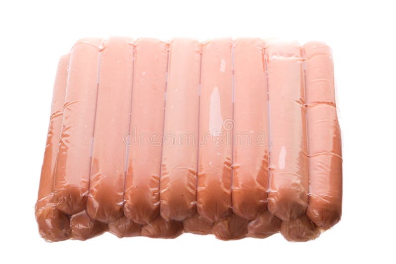 Pack of Sausages Isolated on White Stock Photo - Image of store, food ...