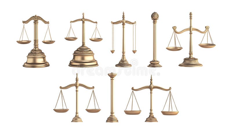 Pack of Scales of Justice on Transparent Background Stock Illustration ...