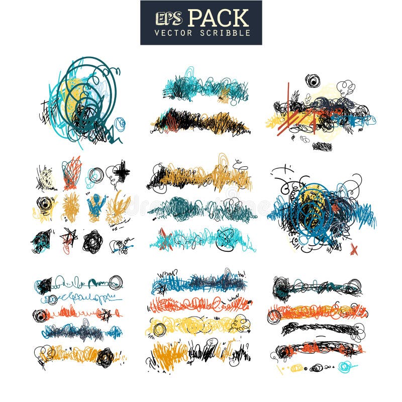 Pack of Scribble Elements. You Can Use it As Brush Stock Illustration ...