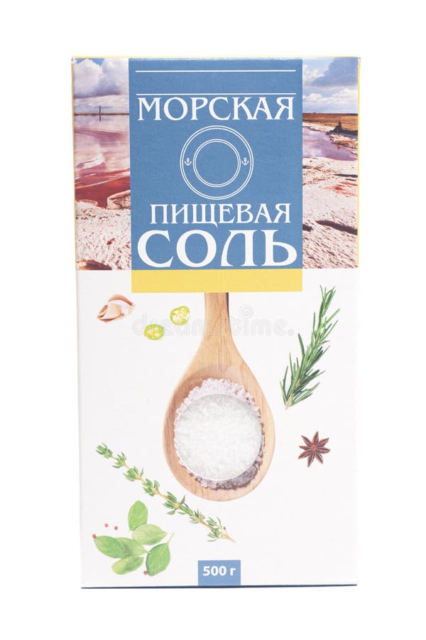 Pack of Sea Salt Isolated on White Background Stock Image - Image of ...