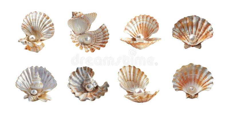 Pack of Sea Shell on Transparent Background Stock Illustration ...