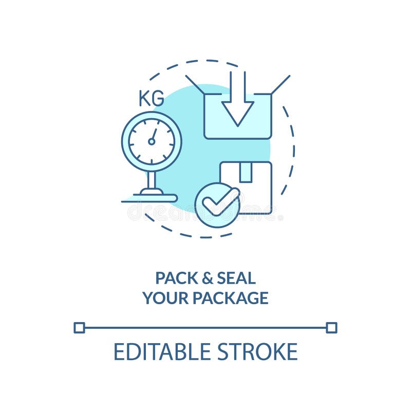 Pack and Seal Your Package Turquoise Concept Icon Stock Vector ...