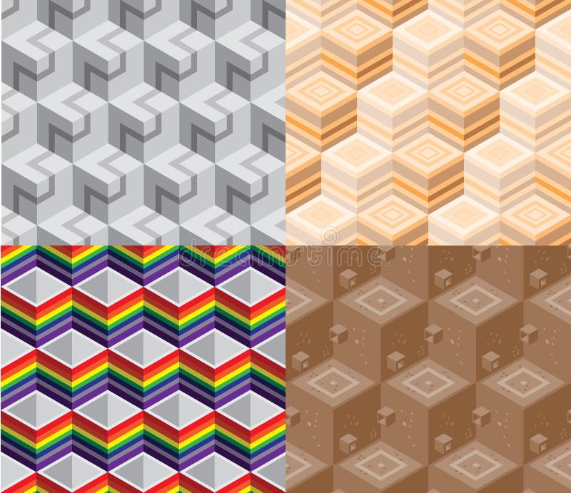 Pack of Seamless Pattern of 3D Box Stock Vector - Illustration of brick ...