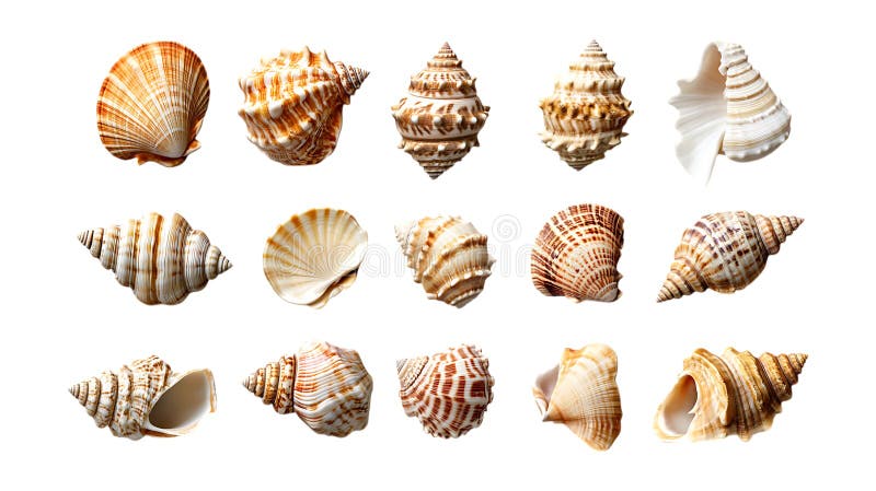 Pack of Seashell on Transparent Background Stock Illustration ...