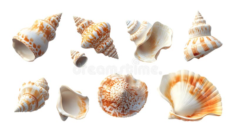 Pack of Seashell on Transparent Background Stock Illustration ...