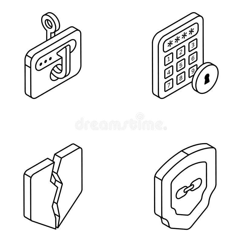 Pack of Security and Access Linear Icons Stock Vector - Illustration of ...