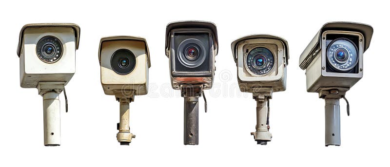Pack of Security Camera Set Against Transparent Background for ...