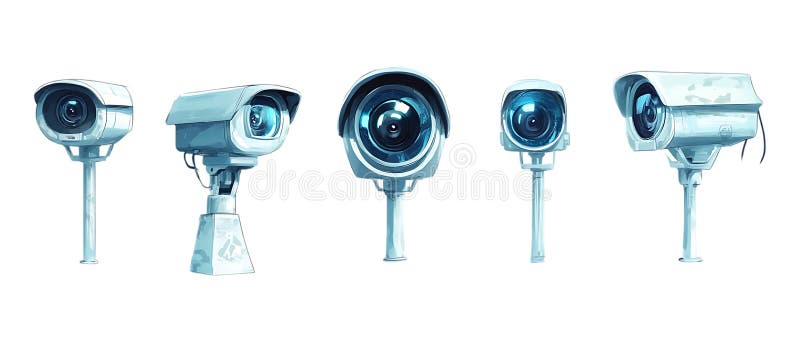 Pack Security Camera Set Against Transparent Background Technology ...