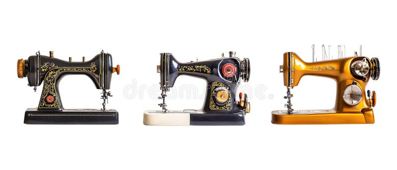 Pack of Sewing Machine Set Against Transparent Background for Craft or ...