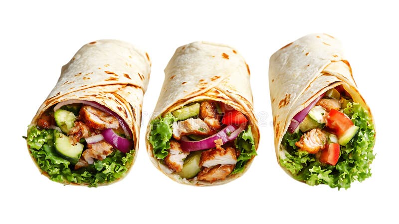 Pack of Shawarma Wrap Set Against Transparent Background for Culinary ...