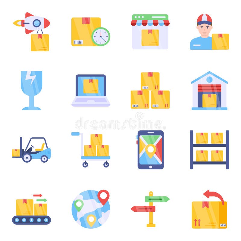 Pack of Shipment and Logistic Delivery Flat Icons Stock Vector ...