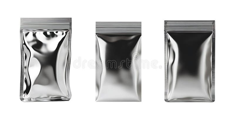 Pack of Silver Foil Pouch on Transparent Background Stock Illustration ...