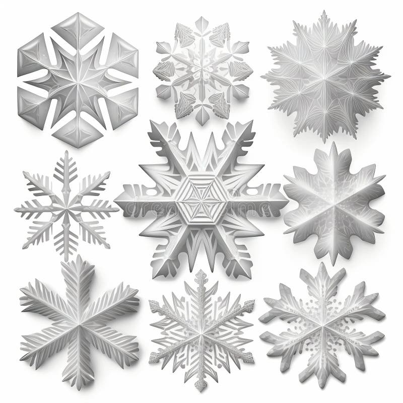 Pack of Simple Snowflakes, Created with Generative AI Stock ...