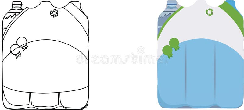 Pack Pack of Six Bottles of Still Water- Stock Vector - Illustration of ...