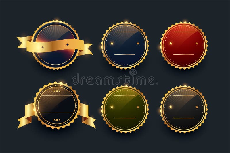 Pack of Six Premium Round Emblem Symbol Design Stock Illustration ...