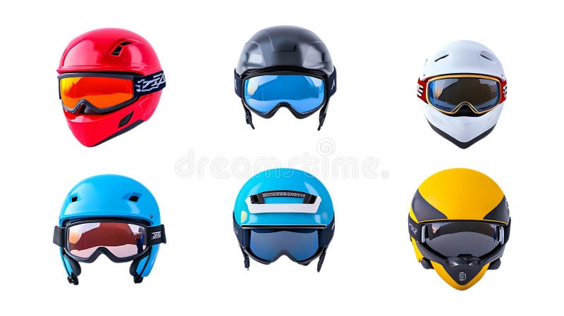 Pack of Ski Helmet with Visor on Transparent Background Stock ...