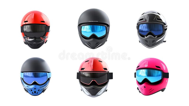 Pack of Ski Helmet with Visor on Transparent Background Stock ...