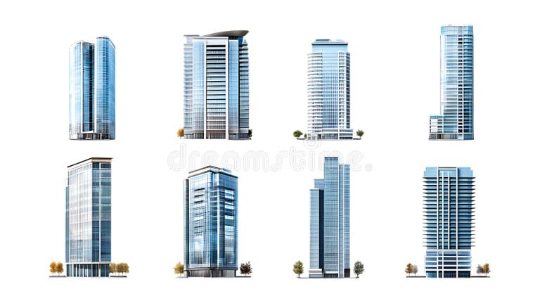 Pack of Skyscraper on Transparent Background Stock Illustration - Illustration of tower, pack ...