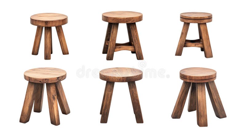 Pack of Small Wooden Stool on Transparent Background Stock Illustration ...