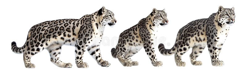 Pack of Snow Leopard on Transparent Background Stock Illustration ...