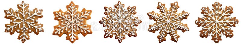 Pack of Snowflake Gingerbread Cookie Set on Transparent Background ...
