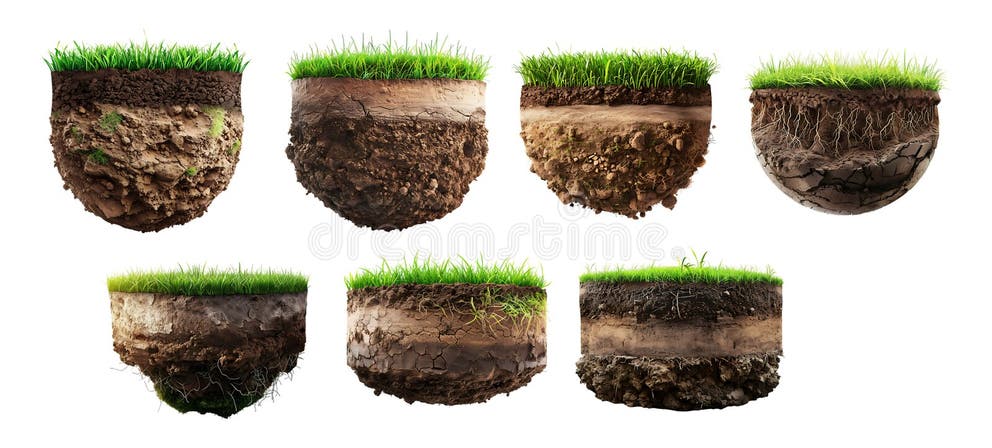 Pack of Soil with Grass on Transparent Background Stock Illustration ...