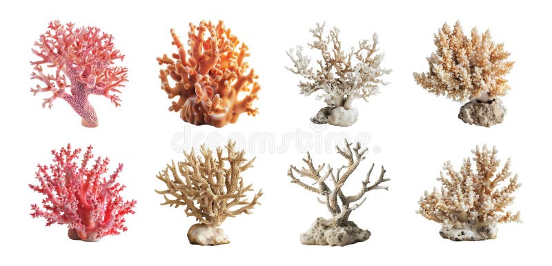 Pack of Solid Color Coral on Transparent Background Stock Illustration ...