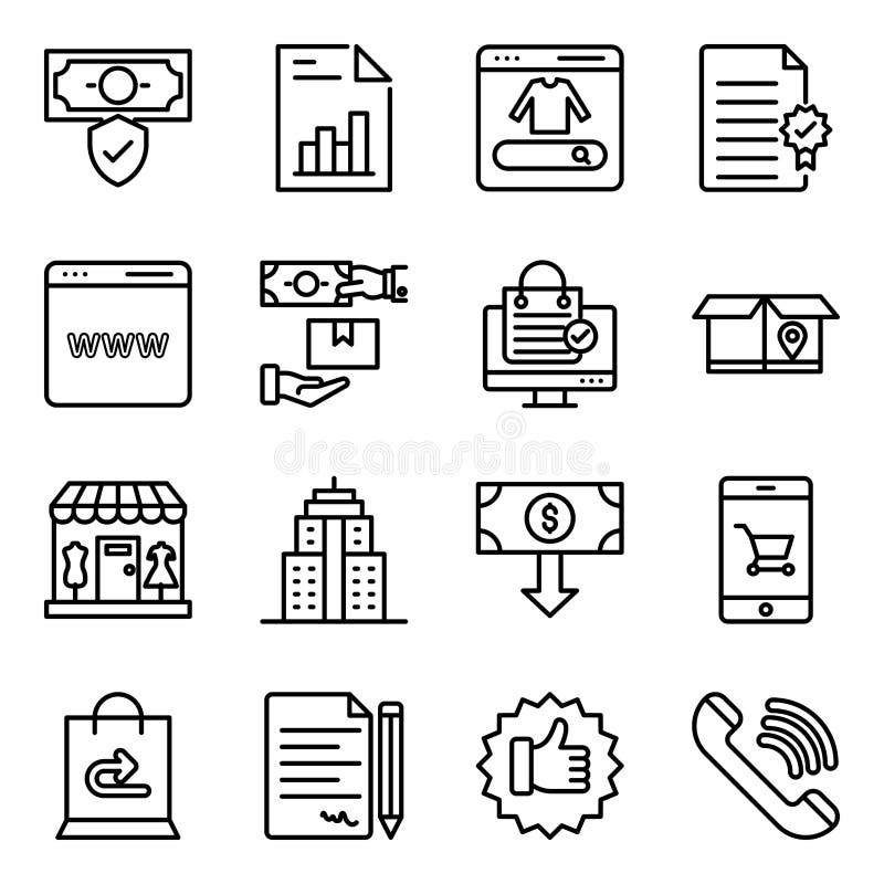 Pack of Spending Linear Icons Stock Vector - Illustration of degree ...
