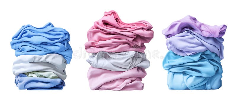 Pack of Stack of Clean Clothes Set Against Transparent Background for ...