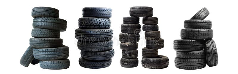 Pack of Stack of Tires Set Against Transparent Backdrop Stock ...
