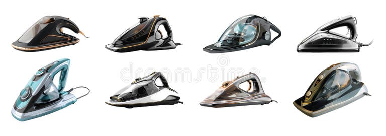 Pack of Steam Iron on Transparent Background Stock Illustration ...