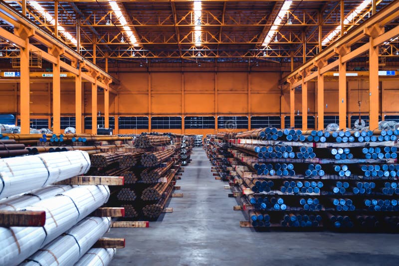 Large Distribution Warehouse Interior, Pallets and Boxes of Cargo Stack ...