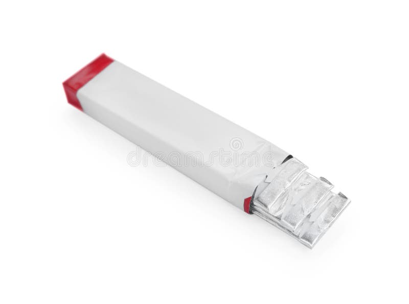 Pack with Sticks of Tasty Chewing Gum Isolated on White Stock Image ...