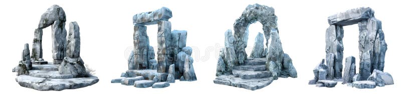Pack of Stone Gate Ancient on Transparent Background Stock Illustration ...