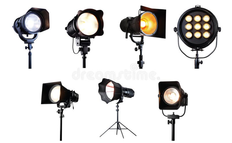 Pack of Studio Light Setup Set Against Transparent Background Stock ...