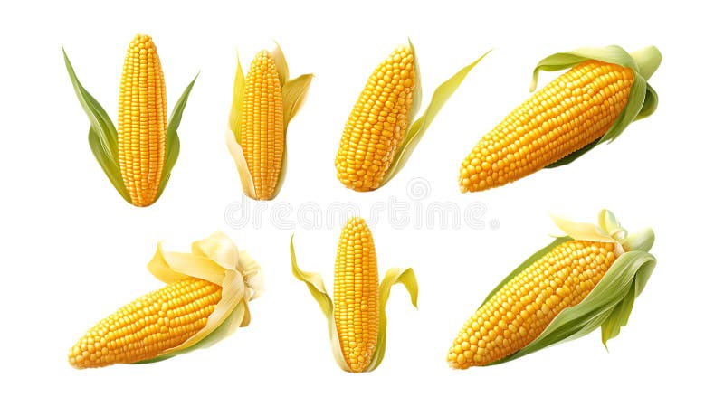 Pack of Sweet Corn with Green Husks on Transparent Background Stock ...