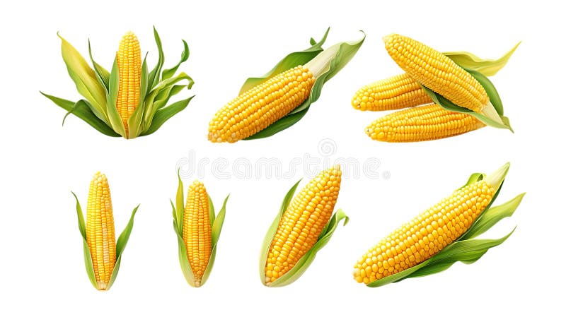 Pack of Sweet Corn with Green Husks on Transparent Background Stock ...