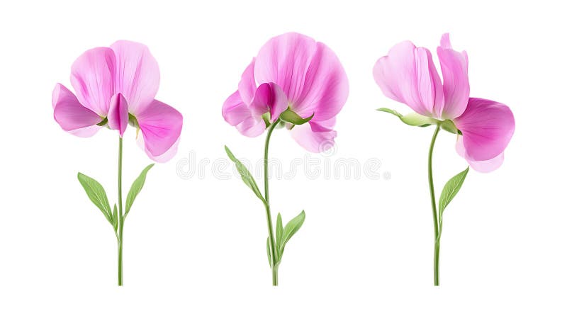 Pack of Sweet Pea Set Against Transparent Background for Botanical or ...