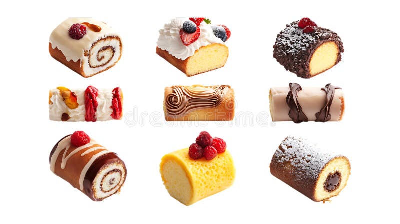 Set of Swiss Roll Cake Vector Flat Illustration Stock Vector ...