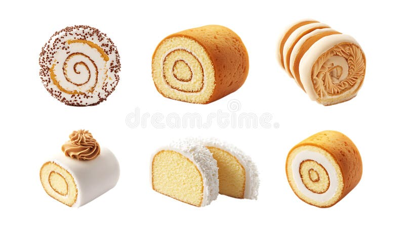 Set of Swiss Roll Cake Vector Flat Illustration Stock Vector ...