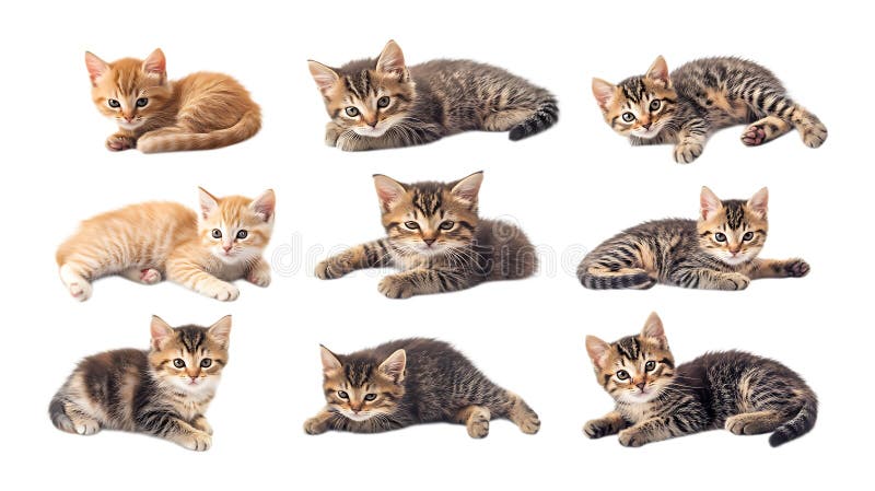 Pack of Tabby Kitten on Transparent Background Stock Illustration ...